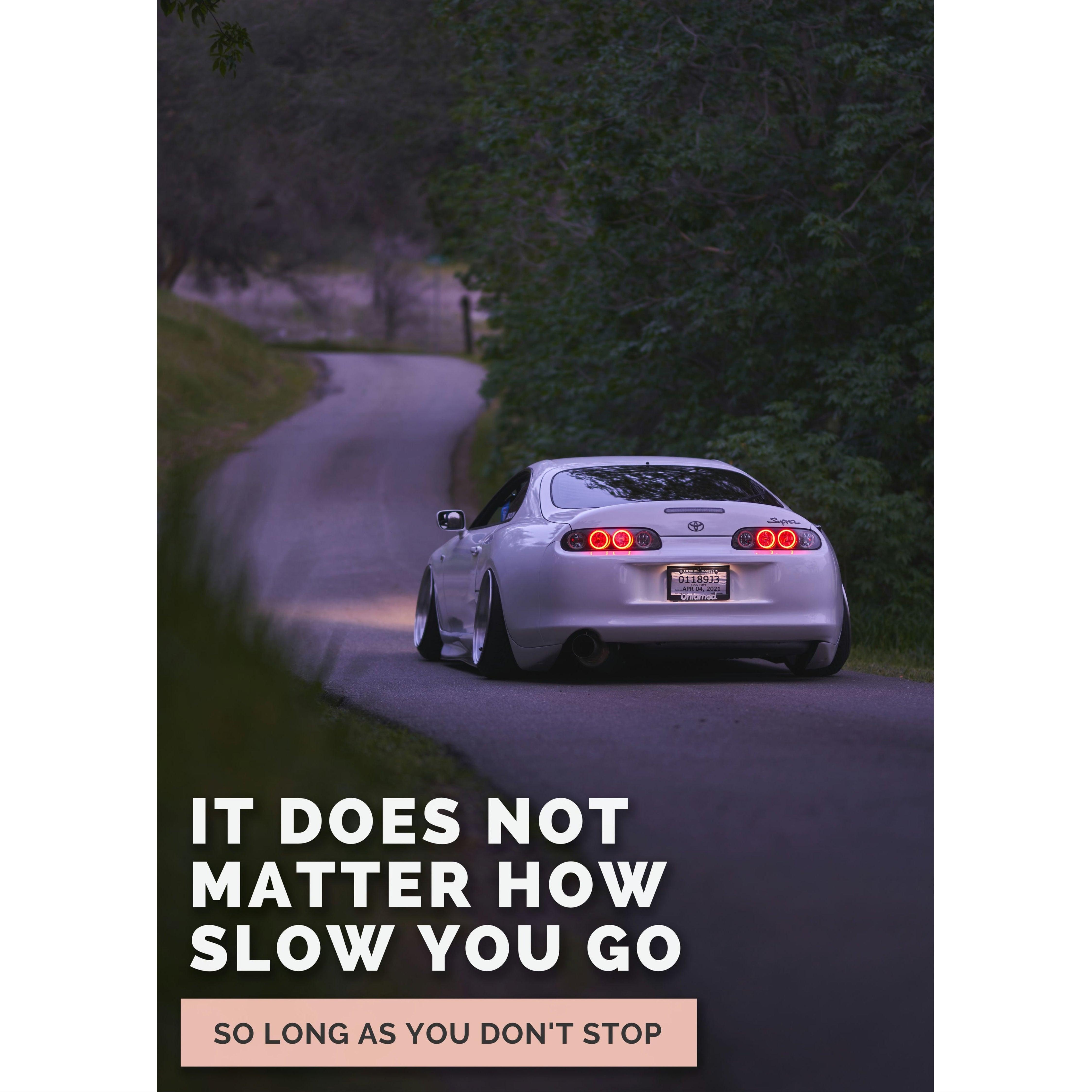 Motivational Poster Toyota Supra Mk4 with Inspiring Text – Throttle Designs