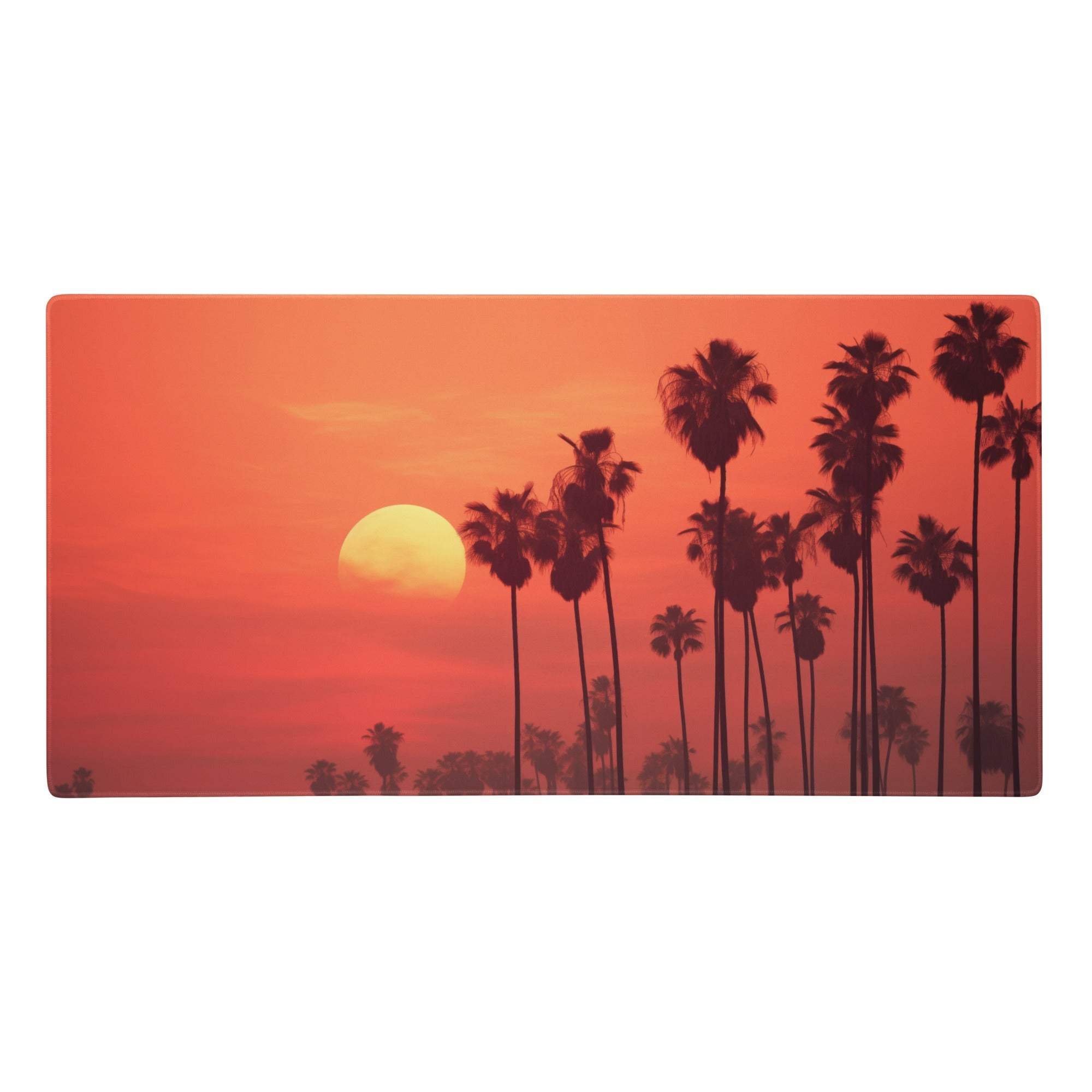 Vibrant Sunset Palm Trees Warm Orange Mood Large Gaming Mouse Pad With ...